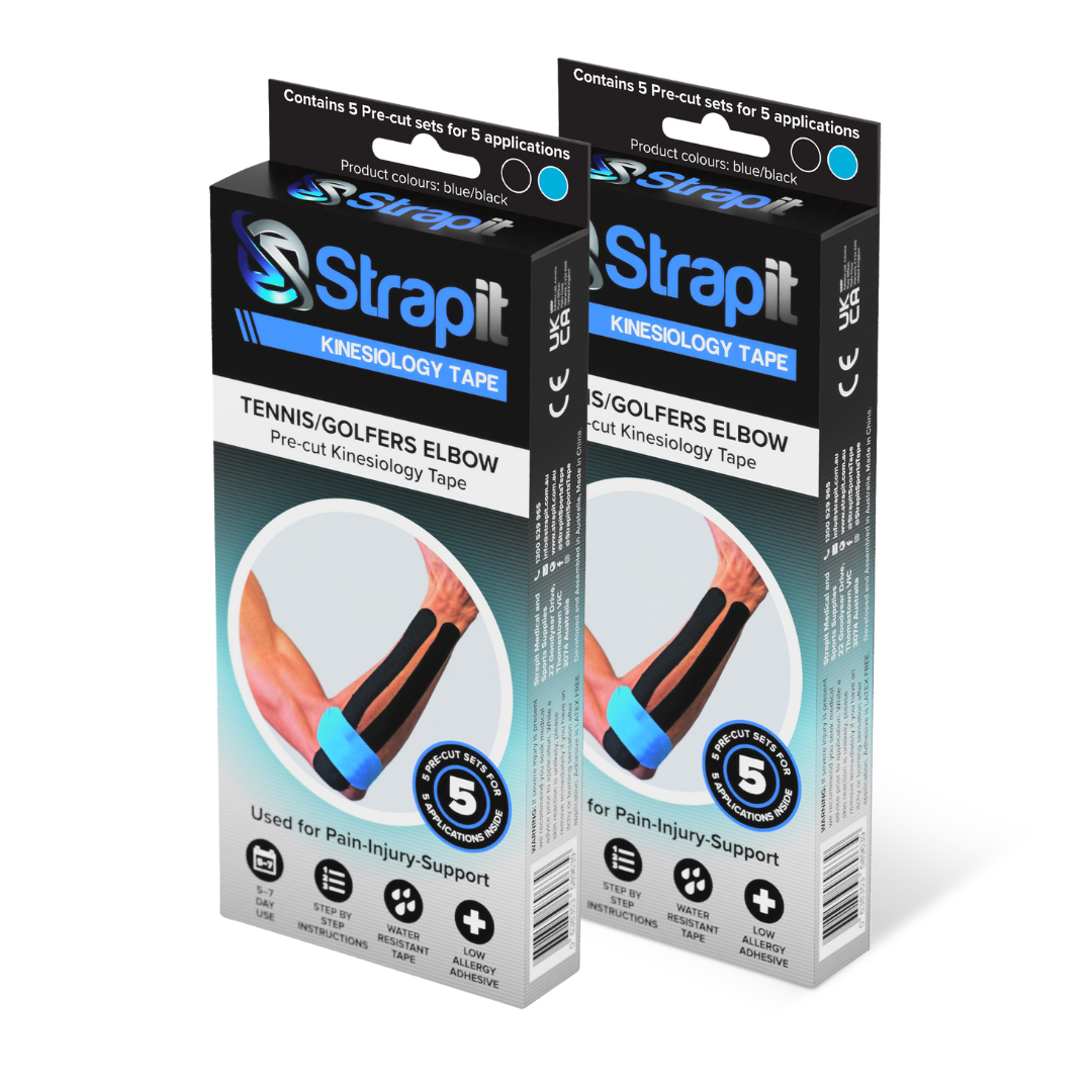 Strapit TENNIS/GOLFERS ELBOW Precut Kinesiology Tape Box of 5 - 2 PACK