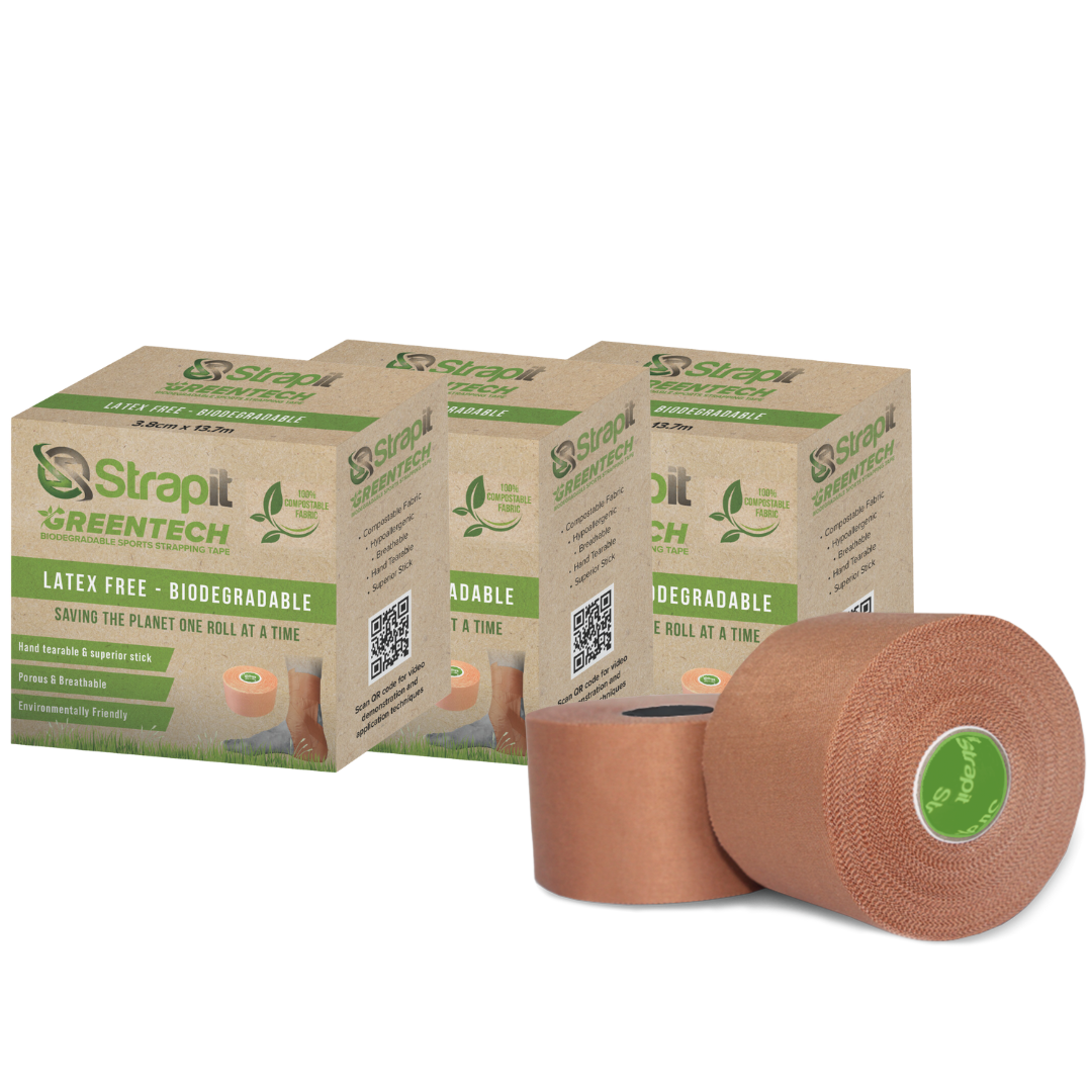 Strapit GREENTECH Compostable Sports Strapping Tape - 3 PACK MULITBUY