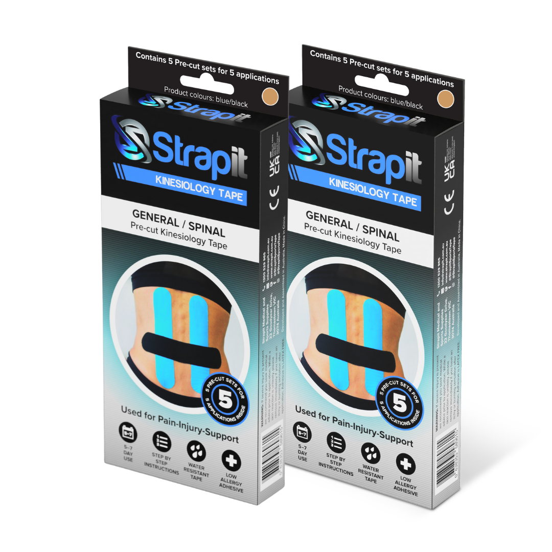 Strapit Spinal/General Precut Kinesiology Tape Box of 5 - 2 PACK MULTI