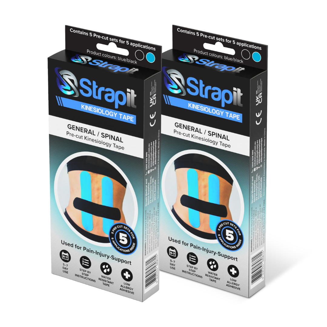 Strapit SPINAL/GENERAL Precut Kinesiology Tape Box of 5 - 2 PACK MULTI