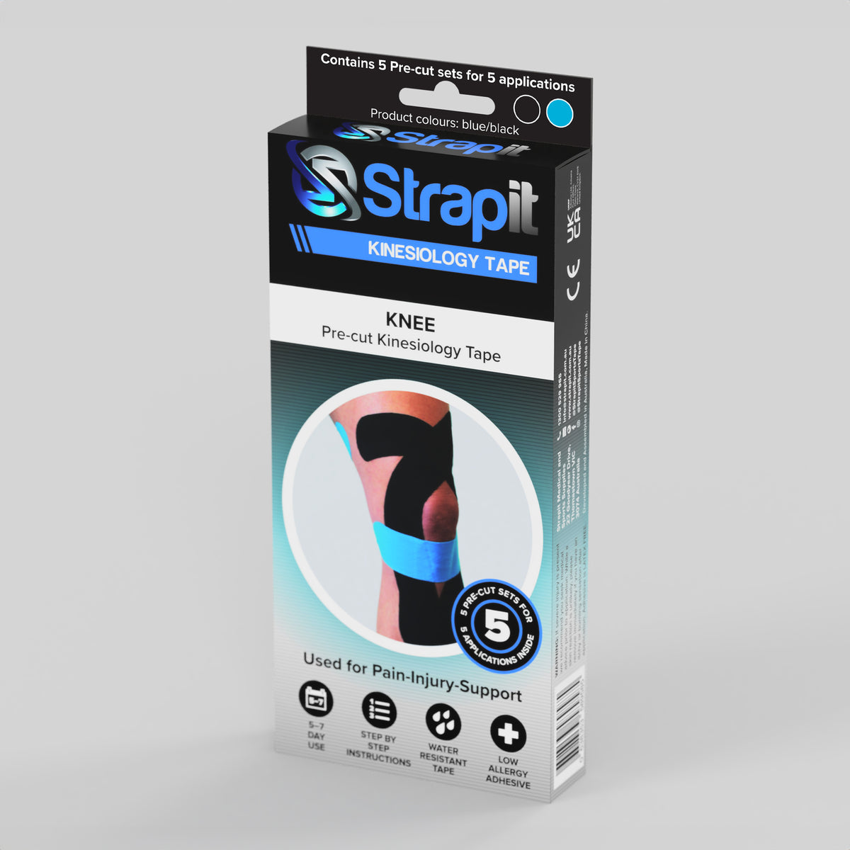 STRAPIT Knee PRECUT KINESIOLOGY TAPE - Now with 5 PRECUTS in the box ...