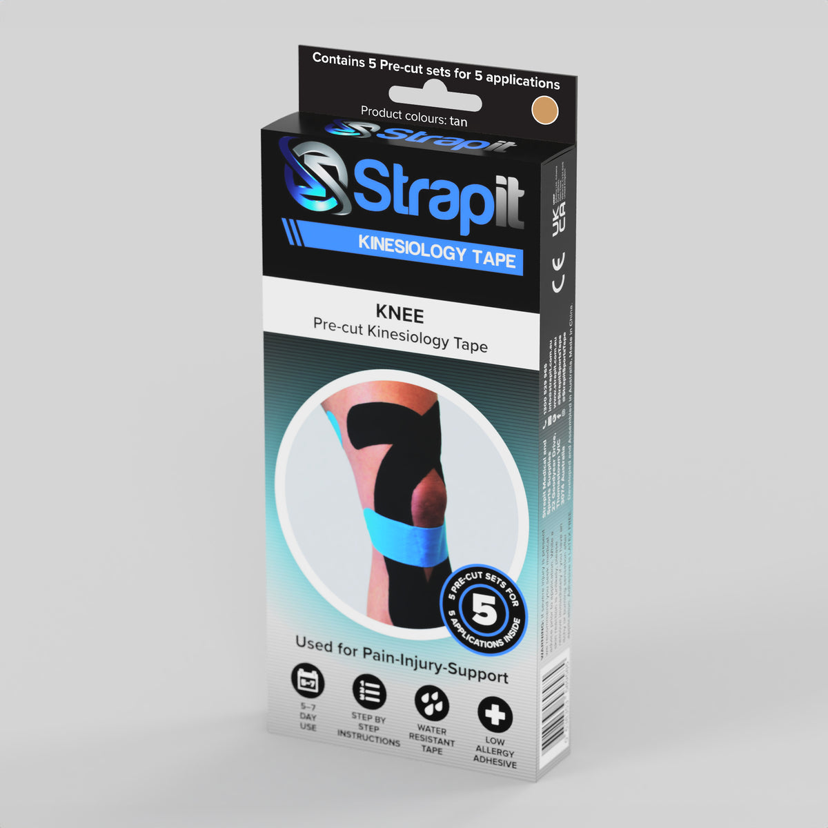 STRAPIT Knee PRECUT KINESIOLOGY TAPE - Now with 5 PRECUTS in the box ...