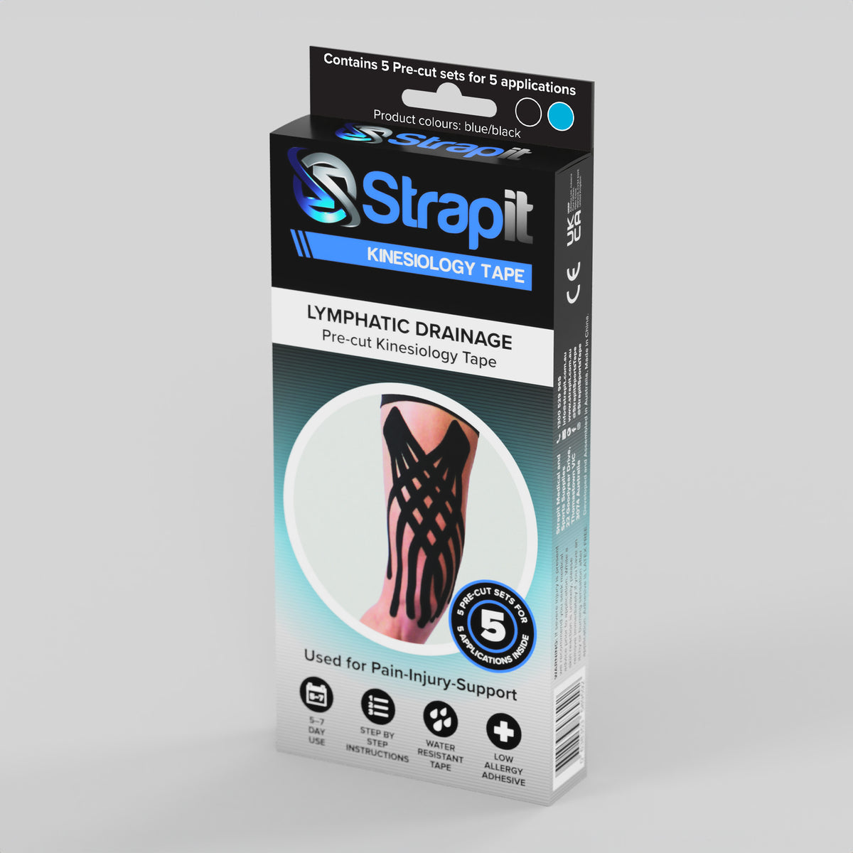 STRAPIT Swelling & Lymphatic Drainage PRECUT KINESIOLOGY TAPE - NOW WI ...