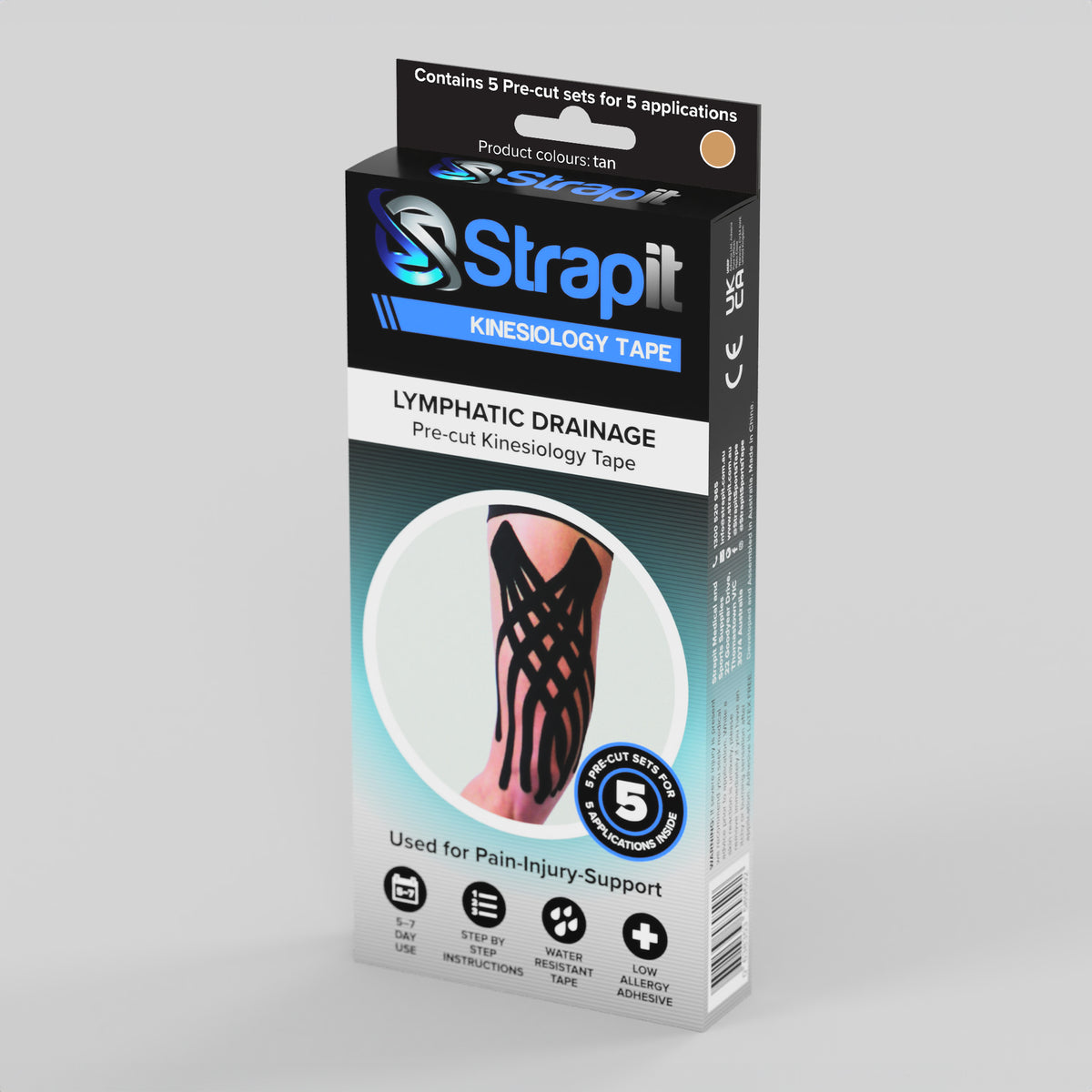 STRAPIT Swelling & Lymphatic Drainage PRECUT KINESIOLOGY TAPE - NOW WI ...